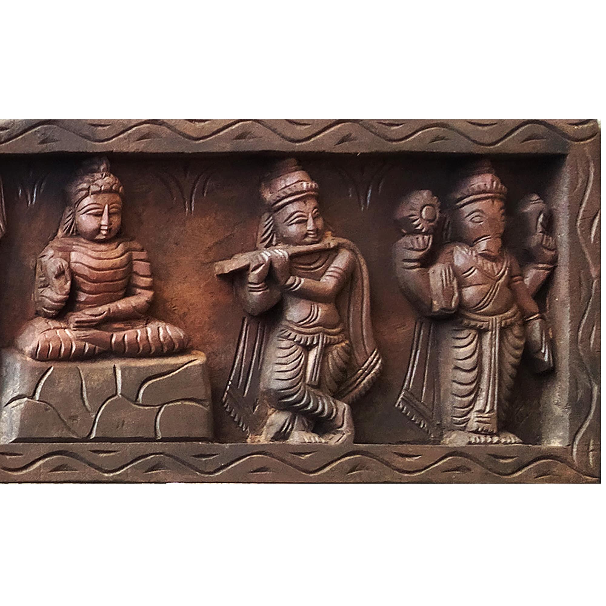 Handmade Dasavatharam Wood Carving: Lord Vishnu Avatars Wall Decor ...