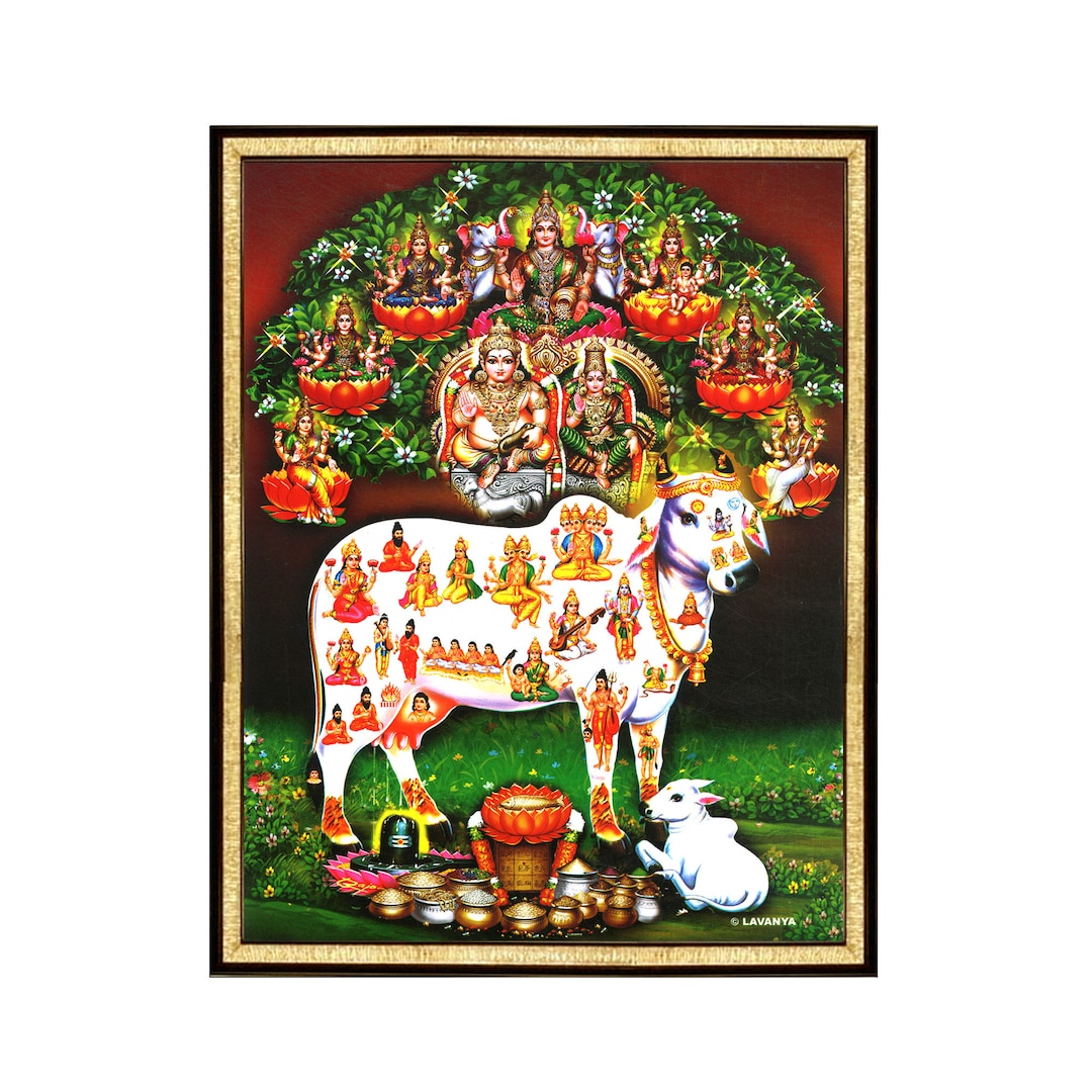 Gomatha Kubera Lakshmi Photo Frame: Hindu Deity Wall Art - Etsy