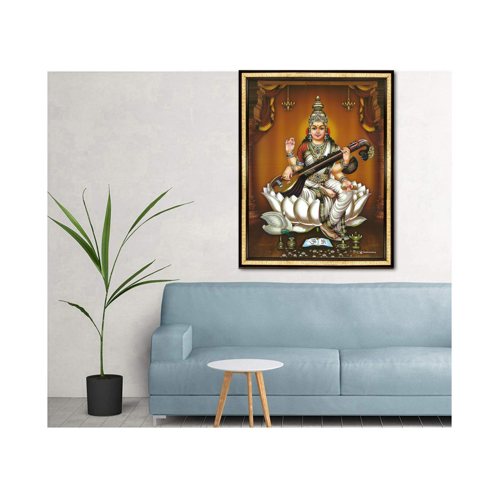 Goddess Saraswati Photo Frame: Puja Room Decor Delivered Duty Paid for ...