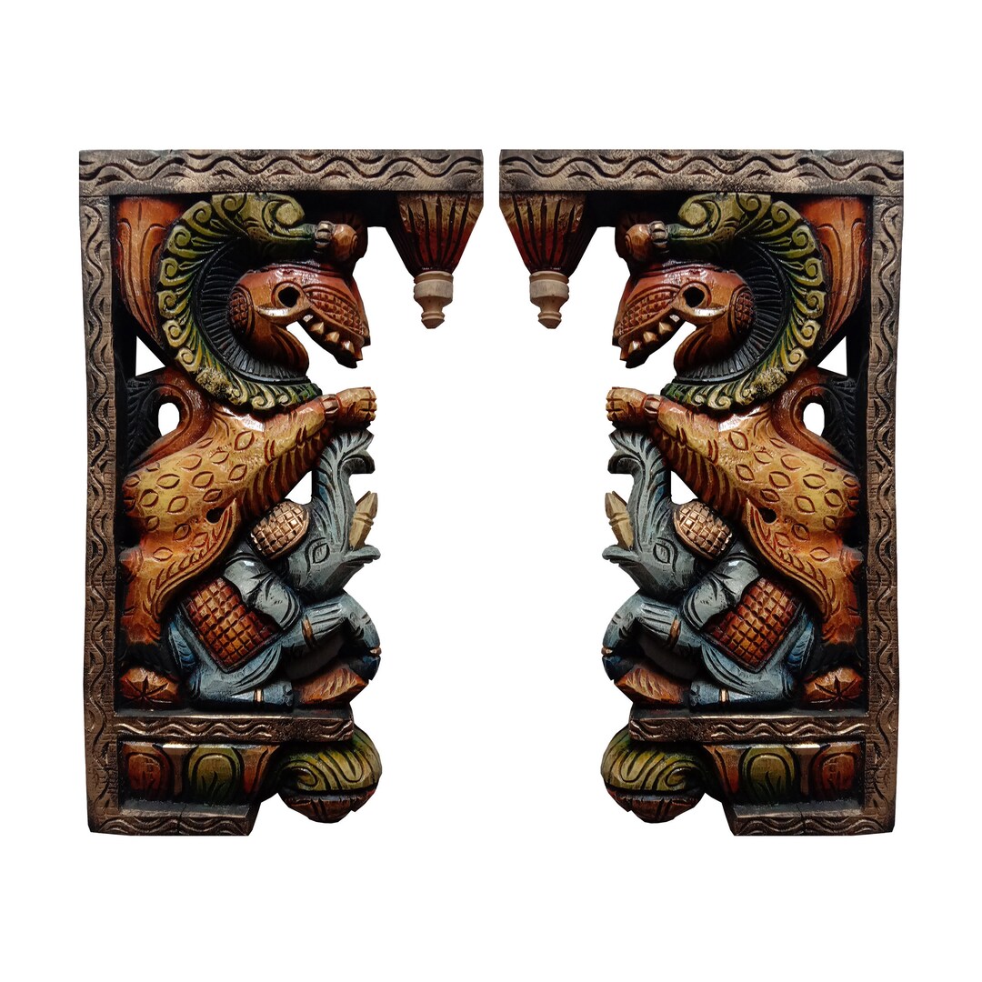 Temple Wall Brackets. Yali Wall Decor. Wooden Corbels for Your Living ...