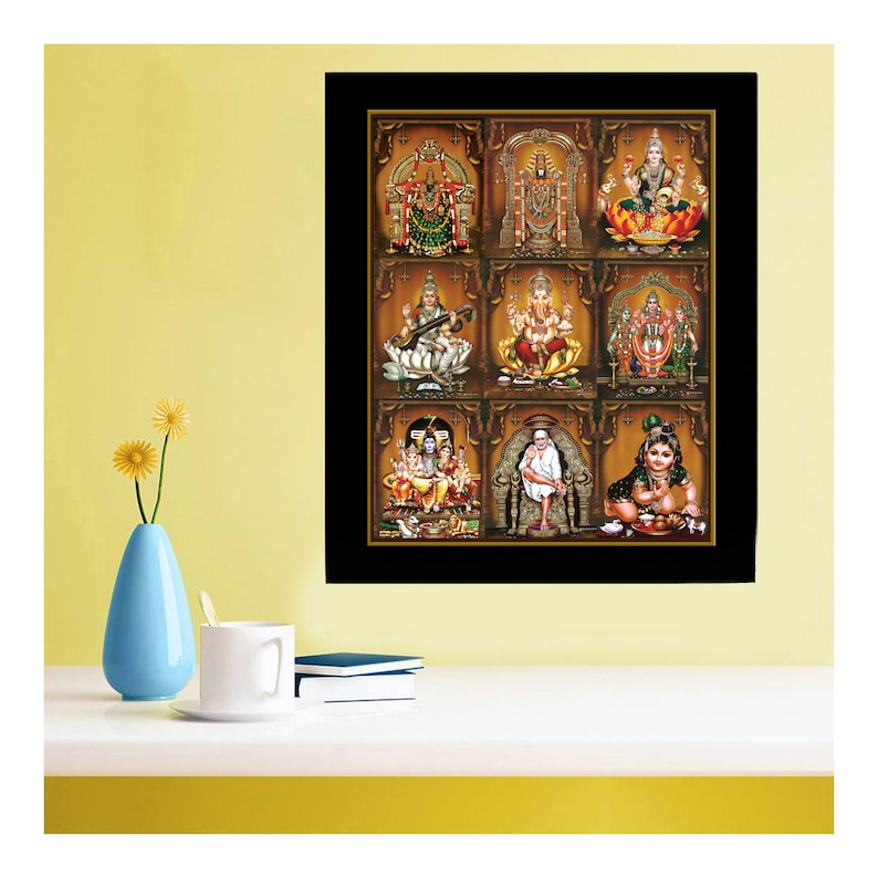 Customizable 9-in-1 Hindu God & Goddess Photo Frame, Delivered Duty ...