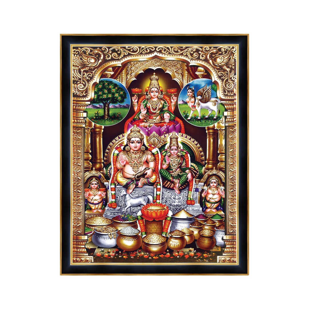 Kuberalakshmi Kamadenu Photo Frame, Hindu Office Decor - Etsy
