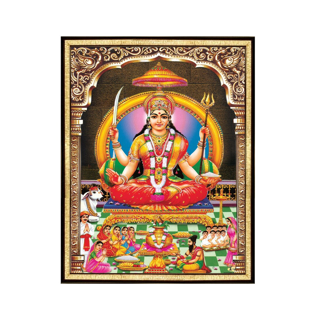 Santoshi Maa Photo Frame, Hindu Deity of Joy & Satisfaction Ddp-tariff ...