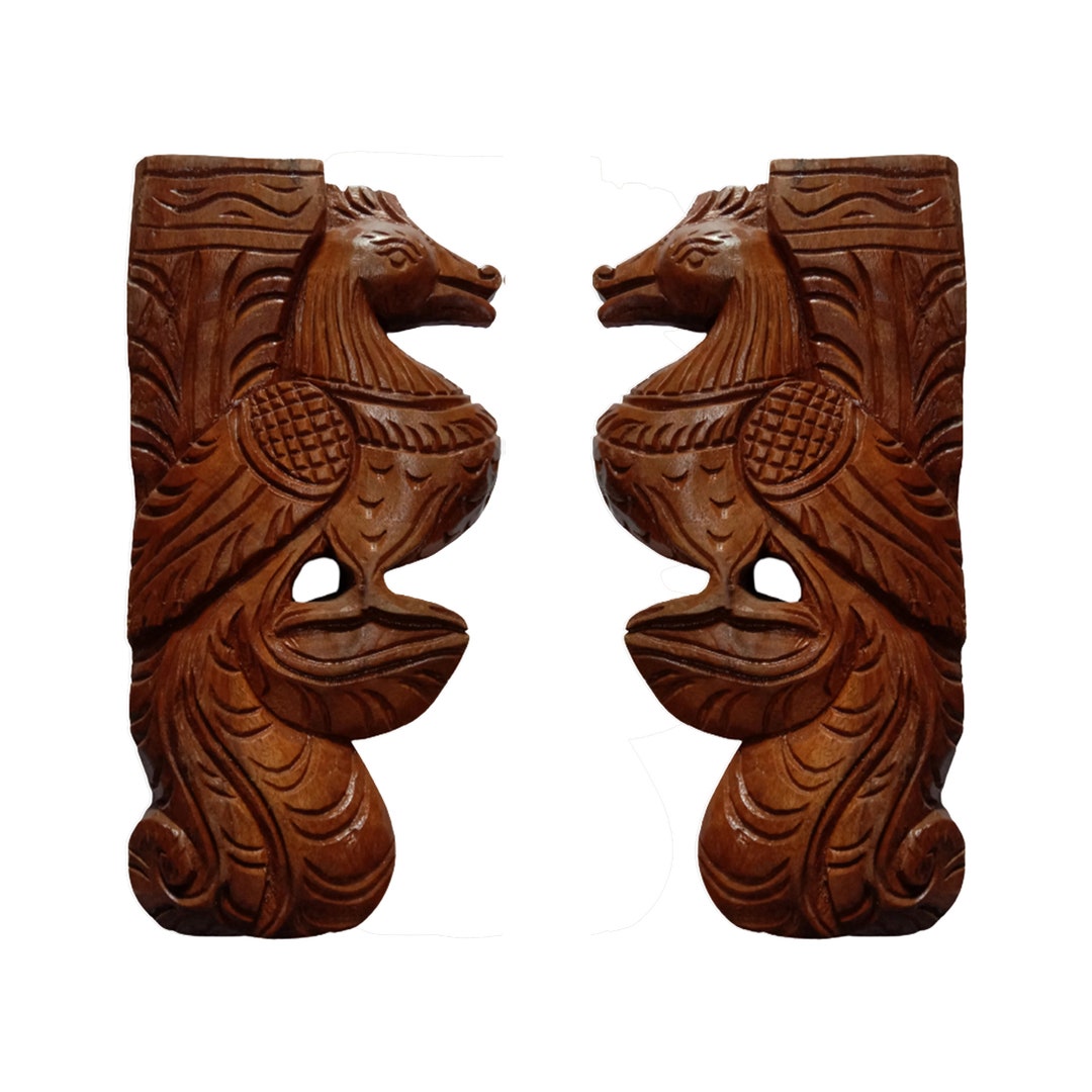 Handmade Jackfruit Wood Swan Wall Brackets: South Indian Decor, Set of ...