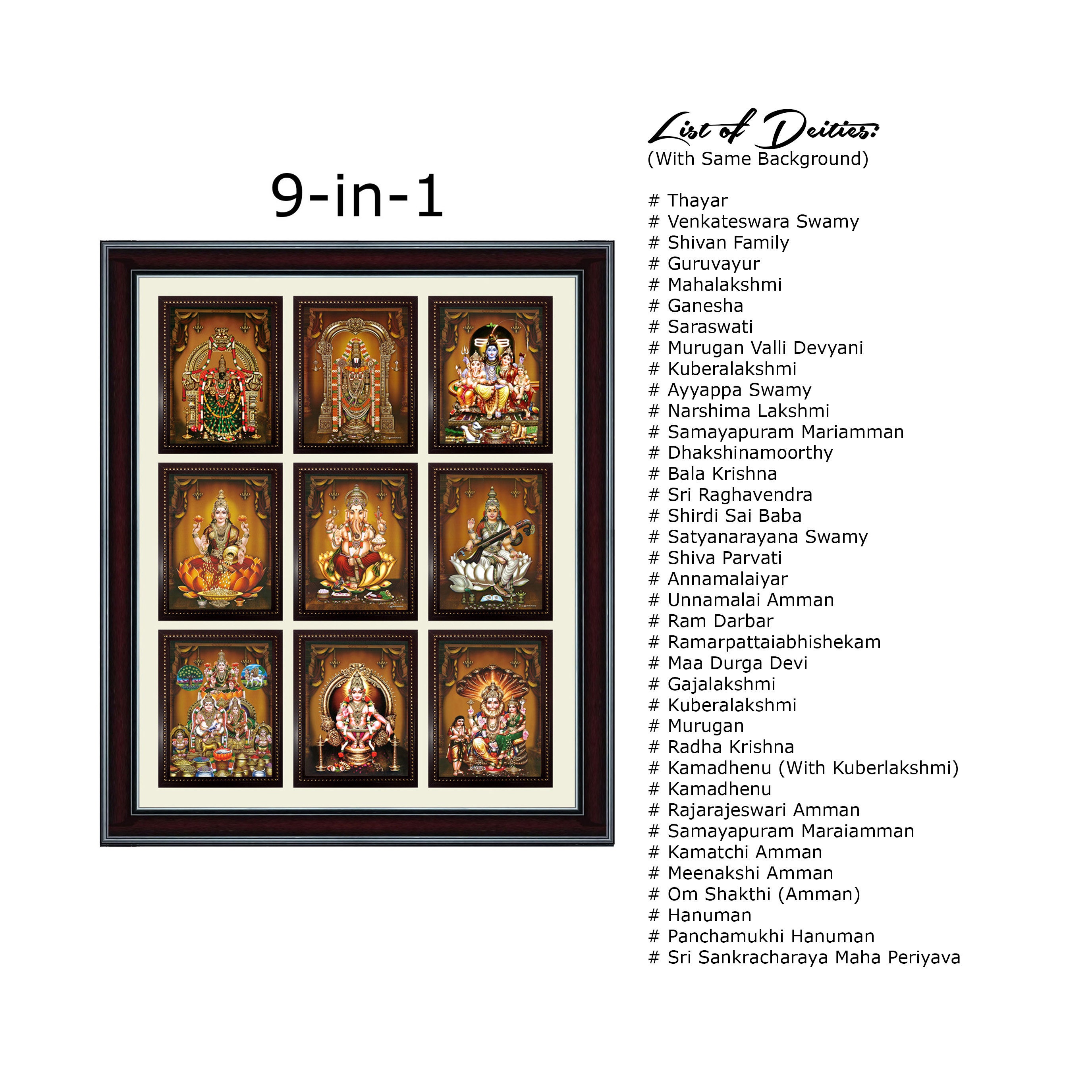 9-in-1 Hindu Deities Photo Frame, Puja Room Decor, Customizable - Etsy