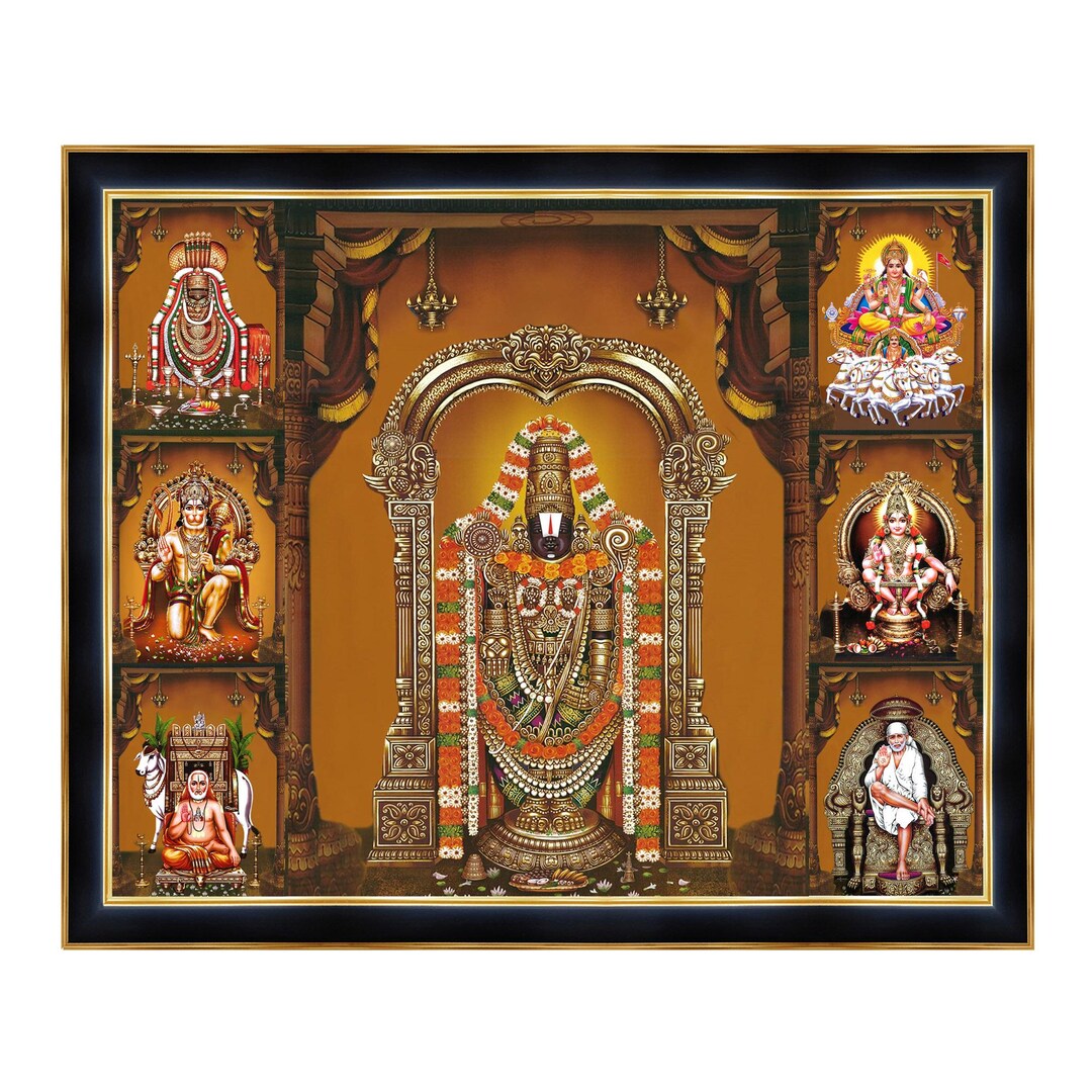 Hindu All Gods Photo Frame: Traditional Puja Room Decor Delivered Duty ...