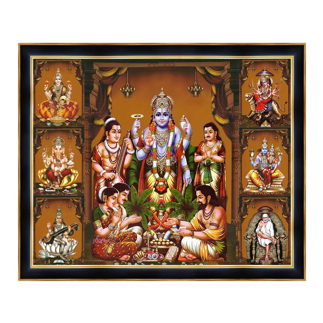 7-in-1 Hindu Gods & Goddesses Photo Frame: Puja Room Decor Delivered ...