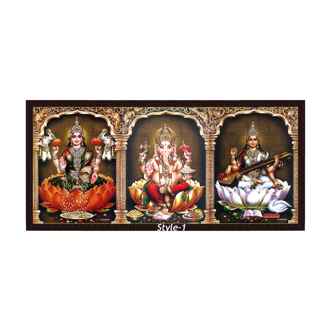 Lakshmi Ganesha Saraswati Photo Frame: Religious Wall Decor Delivered ...