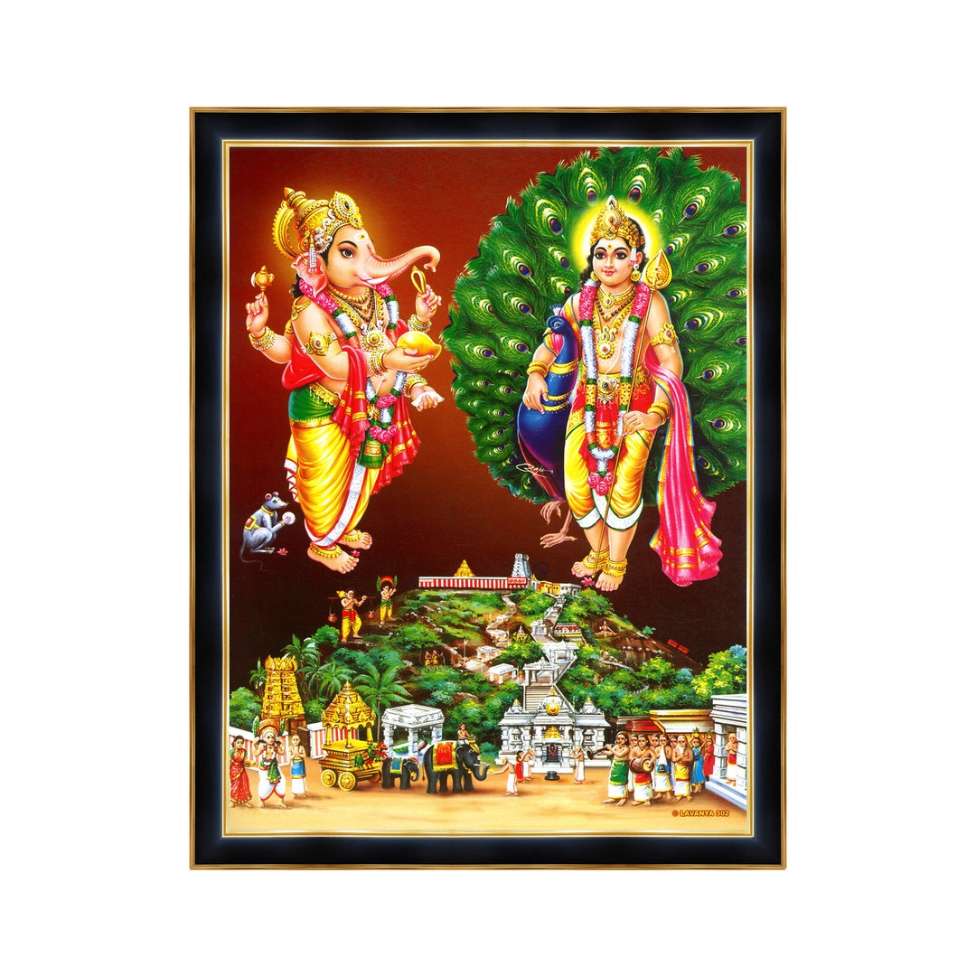 Vinayagar & Murugan Photo Frame. the Iconic God Sons of Shiva Parvati ...
