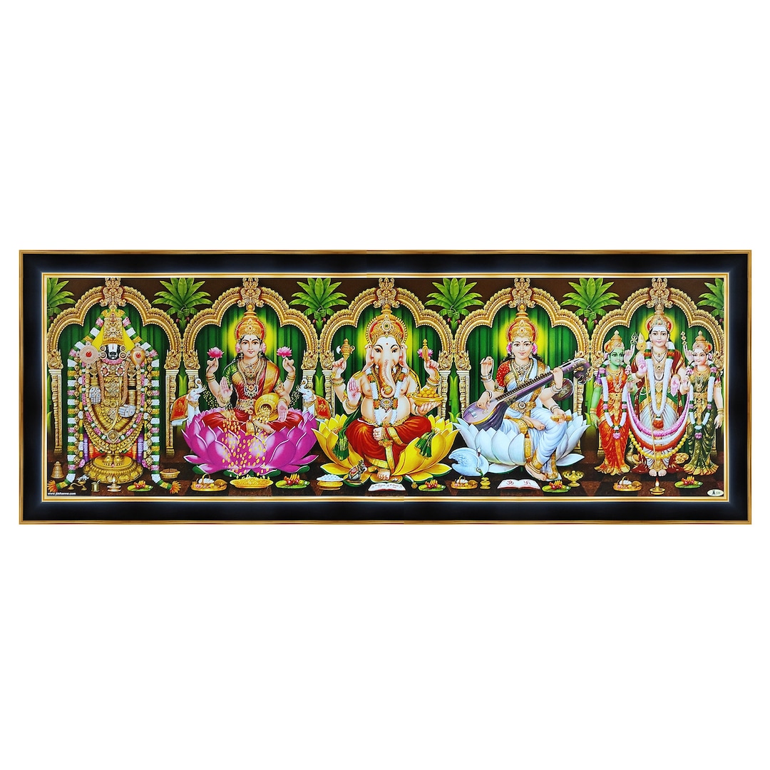 5-in-1 Hindu God Photo Frame, Religious Wall Art, Personalized Gift for ...