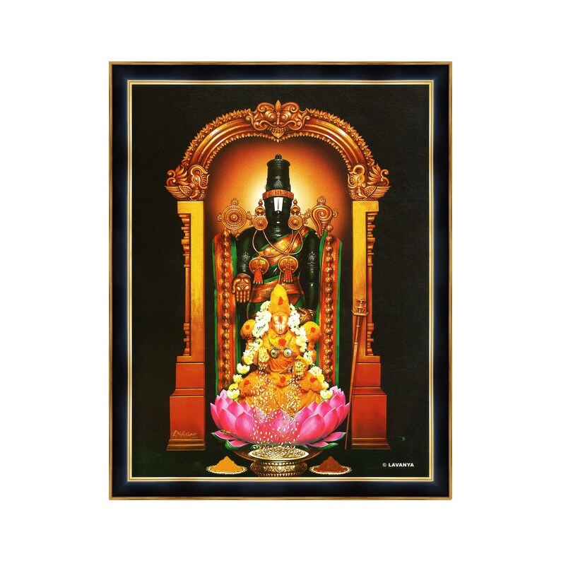 Unique Lord Balaji With Lakshmi Framed Photo Print, Delivered Duty Paid ...