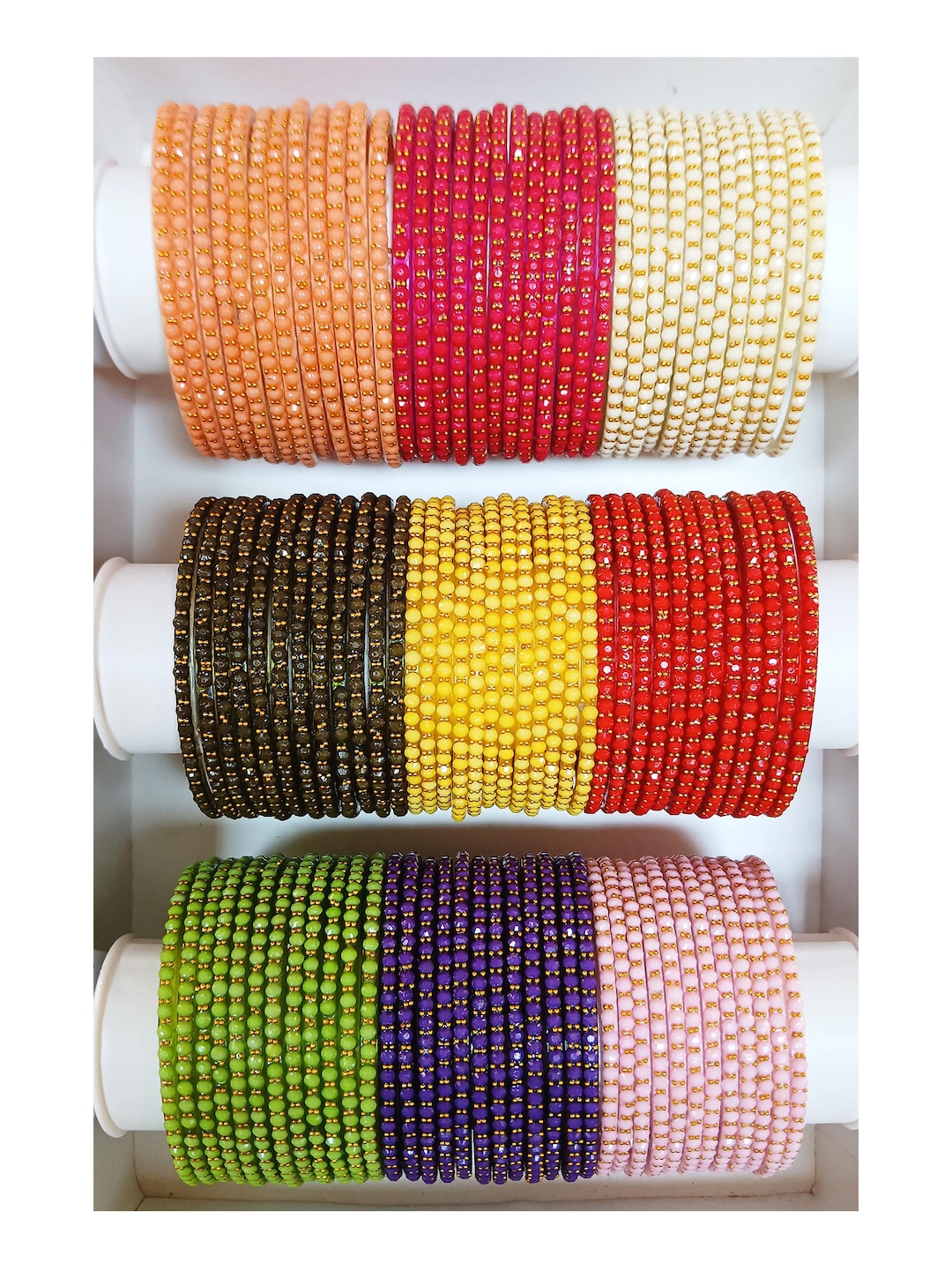 Colorful Glass Bangles Set: Indian Wedding Jewelry, 9 Dozens, Delivered ...