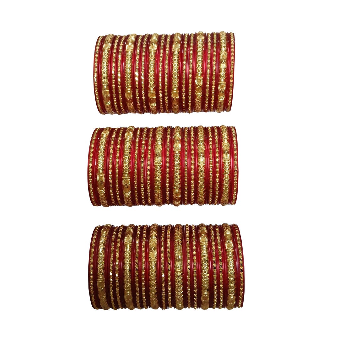 90 Maroon Bangles With Gold Plating. Shagun Ka Gift for Shaadi, Mehndi ...