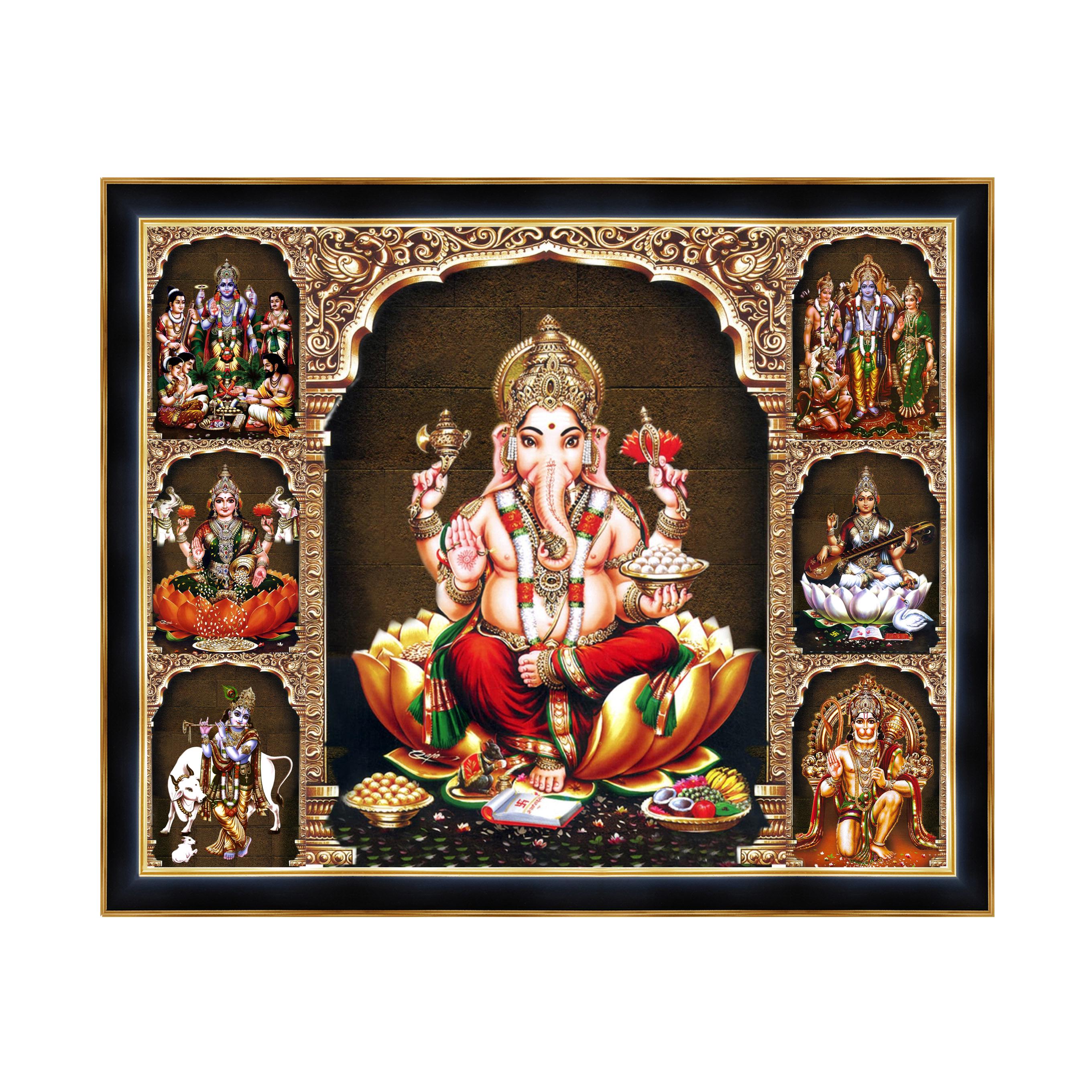 7-in-1 Hindu Gods & Goddesses Photo Frame: Puja Room Decor Delivered ...