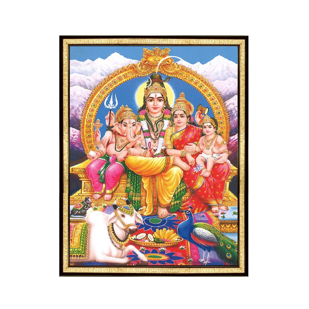 Shivan Family With Kailash Parbhat Photo Frame for Your Home Decor Puja ...