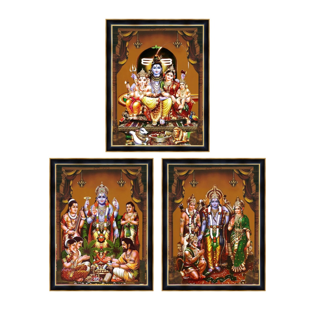 Shivan Family, Ram Darbar & Satyanarayana Swamy Photo Frames, Any Hindu ...