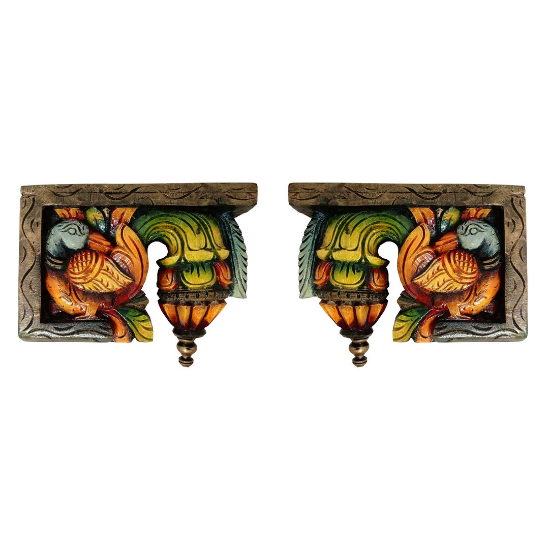 Wall Brackets of Ancient Indian Flower and Swan. Wall Decorative, for ...
