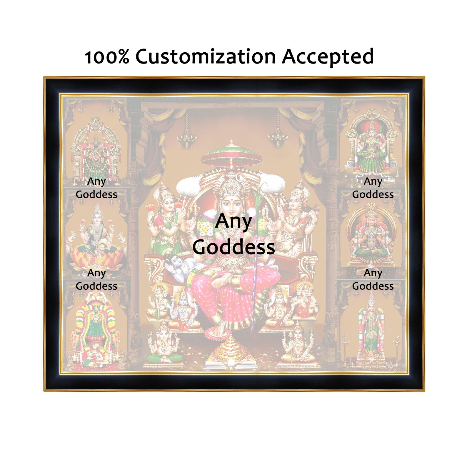 All Goddesses Photo Frame: Hindu Puja Room Decor Delivered Duty Paid ...
