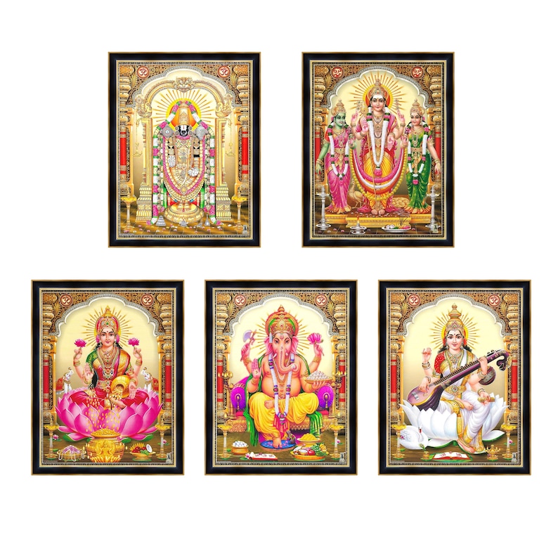 Hindu God Photo Frames, Set of 3, Lakshmi, Ganesha, Saraswati - Etsy