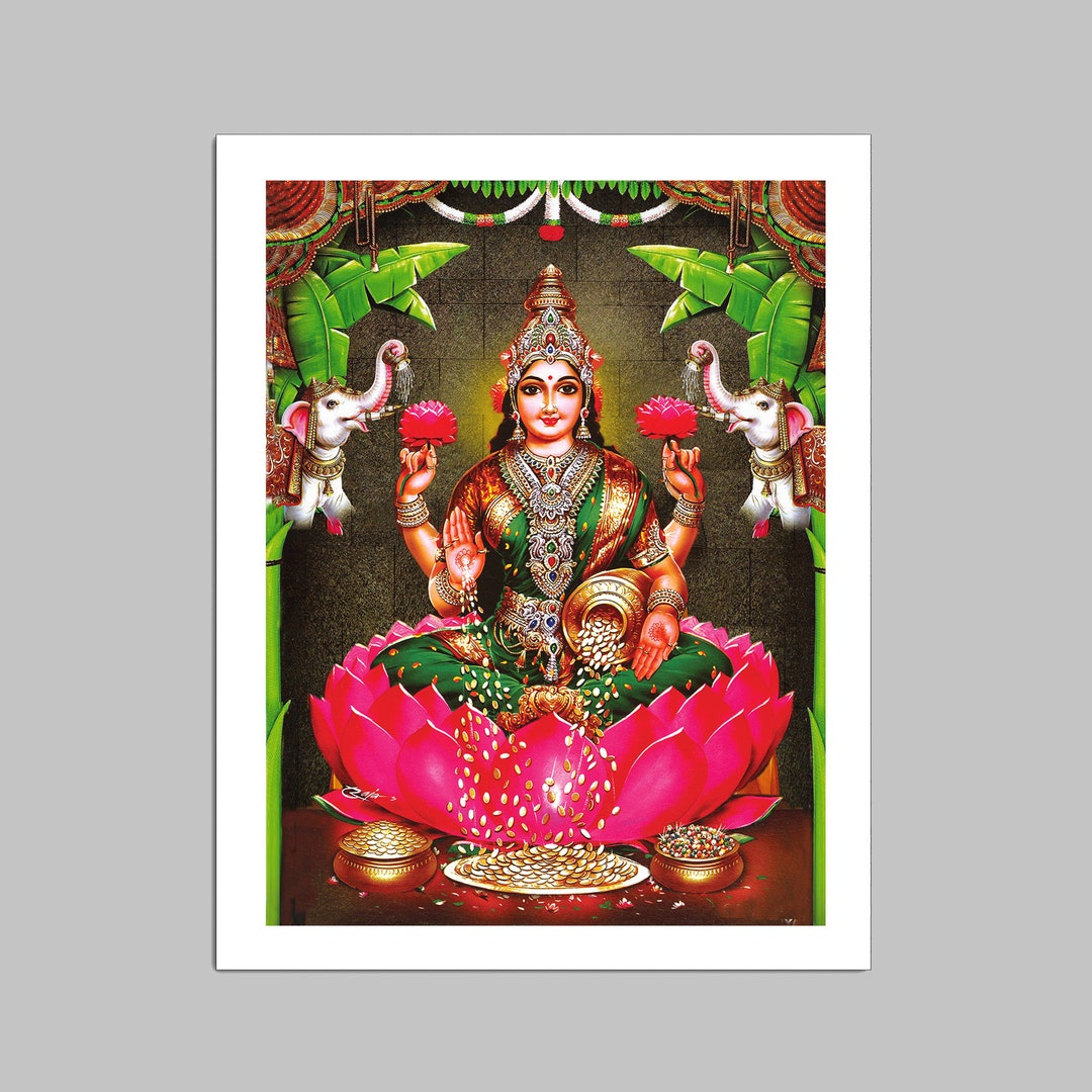 Mahalakshmi Photo Frame: Pure White Hindu Goddess Art Ddp-tariff Paid ...