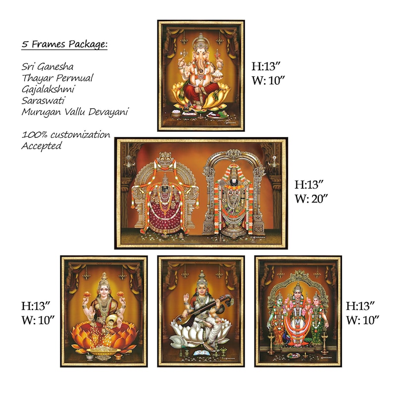 Custom Hindu God Photo Frames: Puja Room Set Delivered Duty Paid for ...