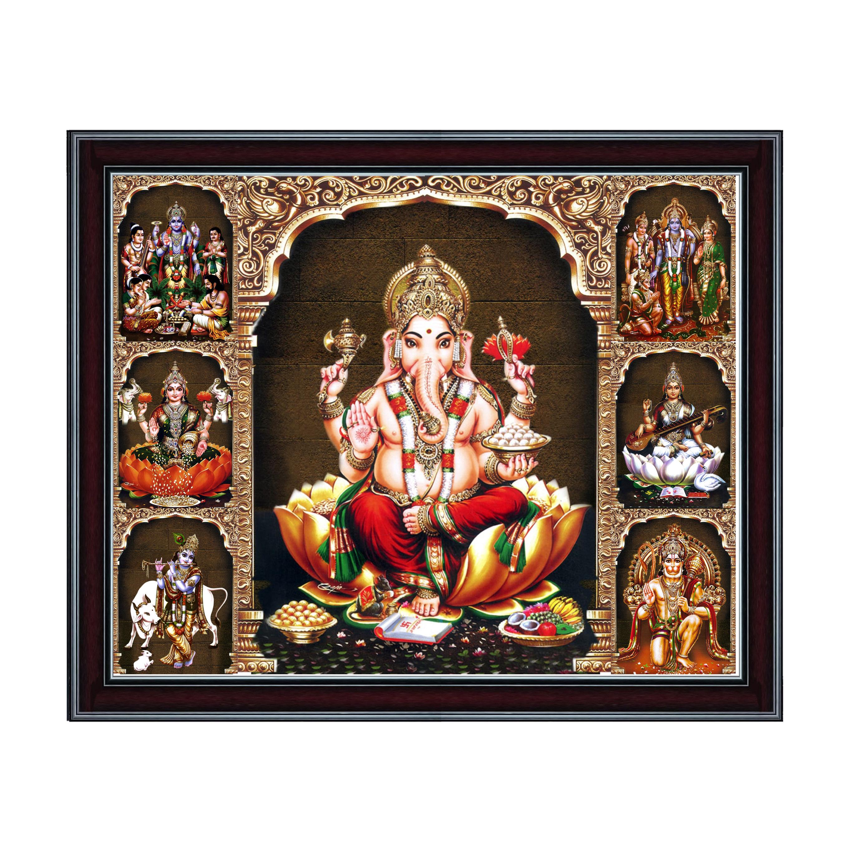 7-in-1 Hindu Gods & Goddesses Photo Frame: Puja Room Decor Delivered ...