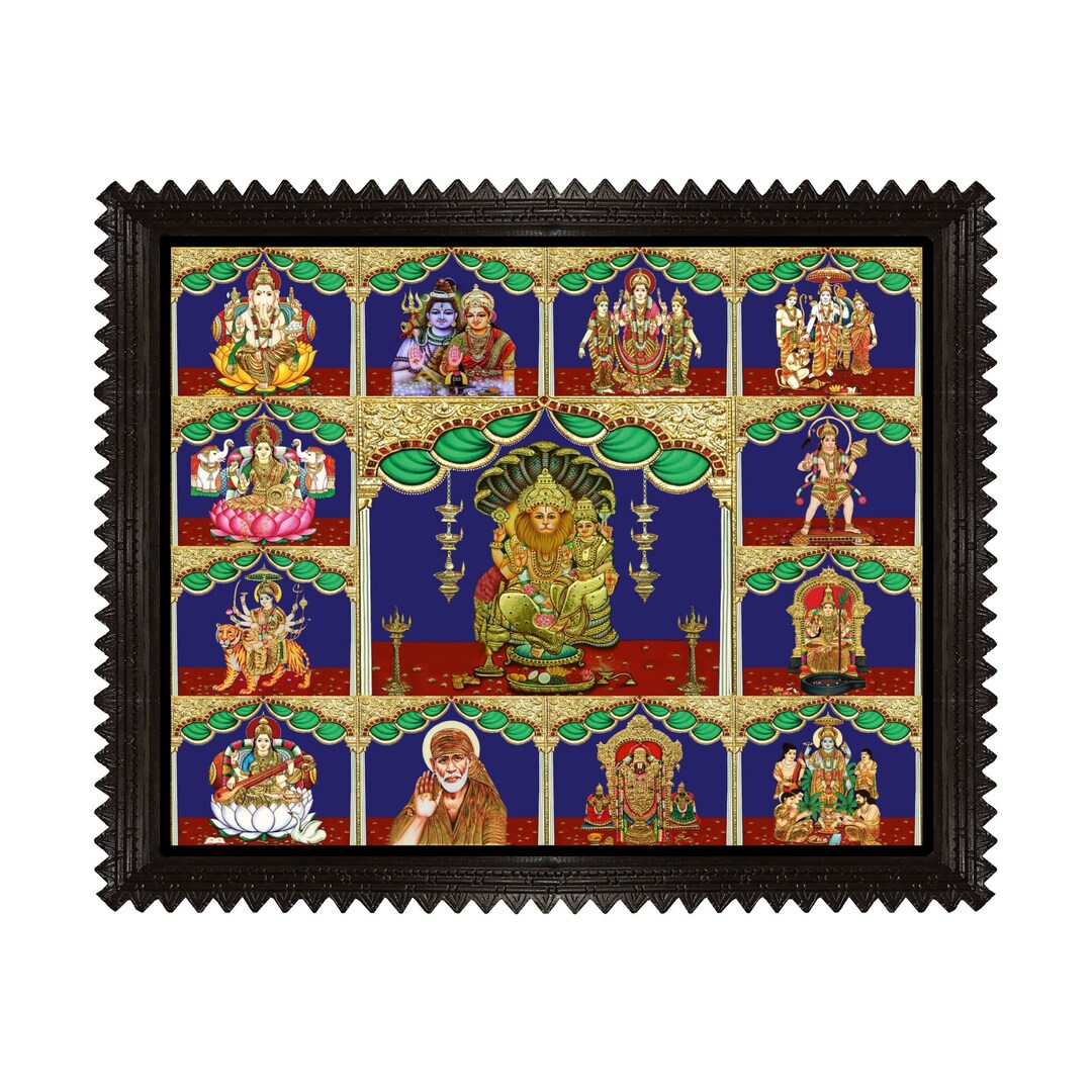 Customizable Hindu Gods Photo Frame: Teak Wood Puja Room Decor - Etsy