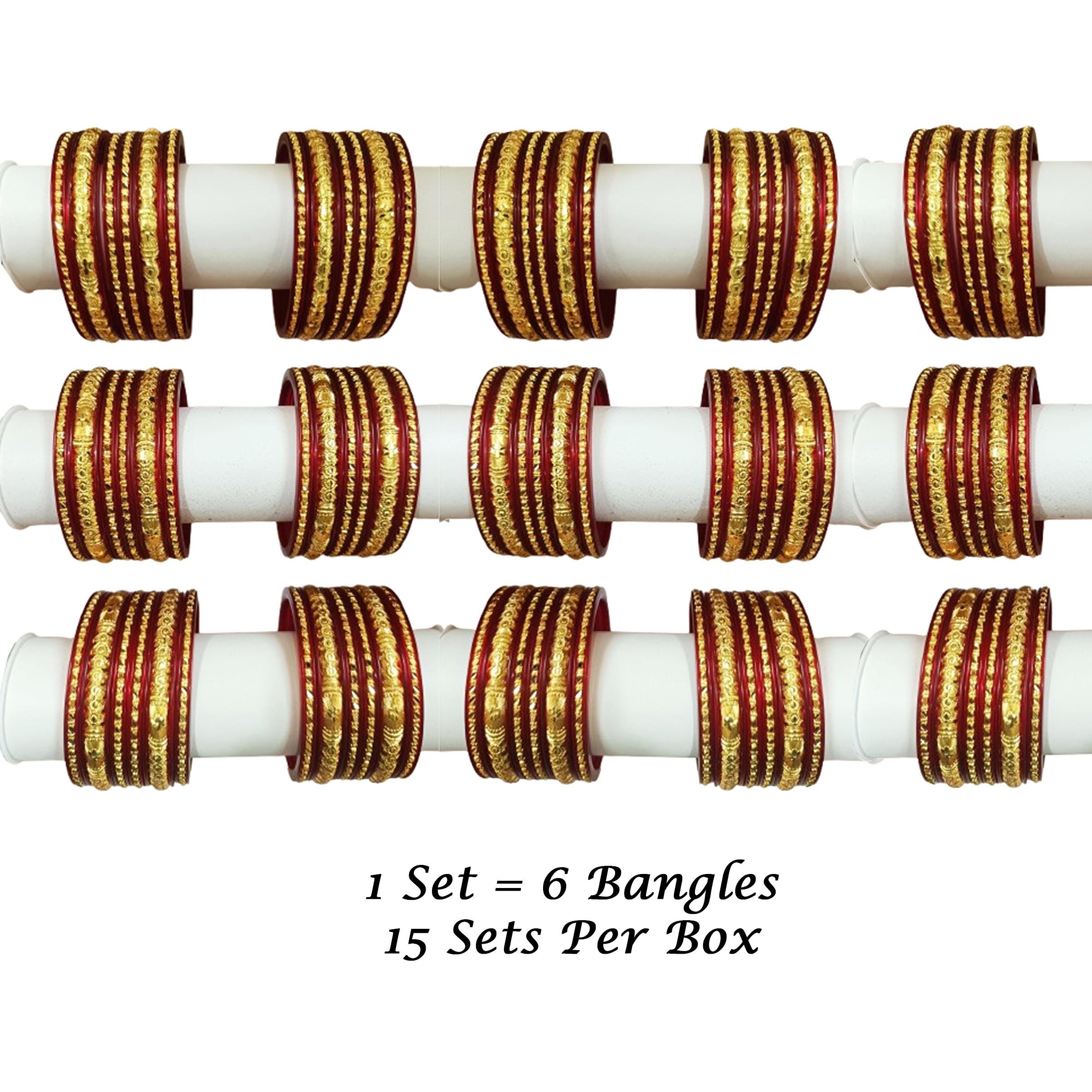 90 Maroon Bangles With Gold Plating. Shagun Ka Gift for Shaadi, Mehndi ...