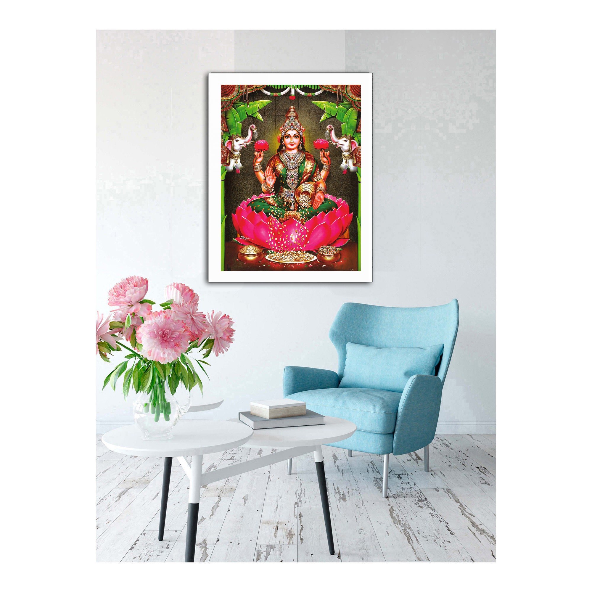 Mahalakshmi Photo Frame: Pure White Hindu Goddess Art Delivered Duty ...