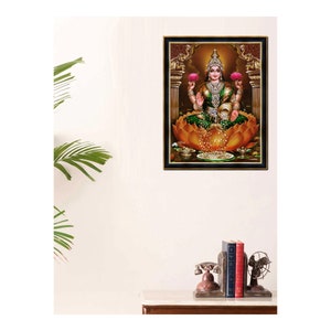 Lakshmi in Green Saree Photo Frame. Wall Decor for Puja at Home of ...
