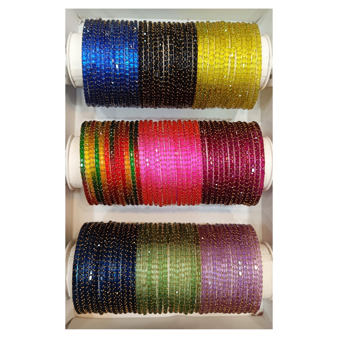Colorful Glass Bangle Set: Indian Wedding Jewelry, 108 Pieces Delivered ...