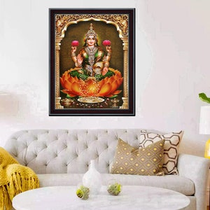 Mahalakshmi Photo Frame: Hindu Goddess Wall Decor, Pooja Room Art - Etsy