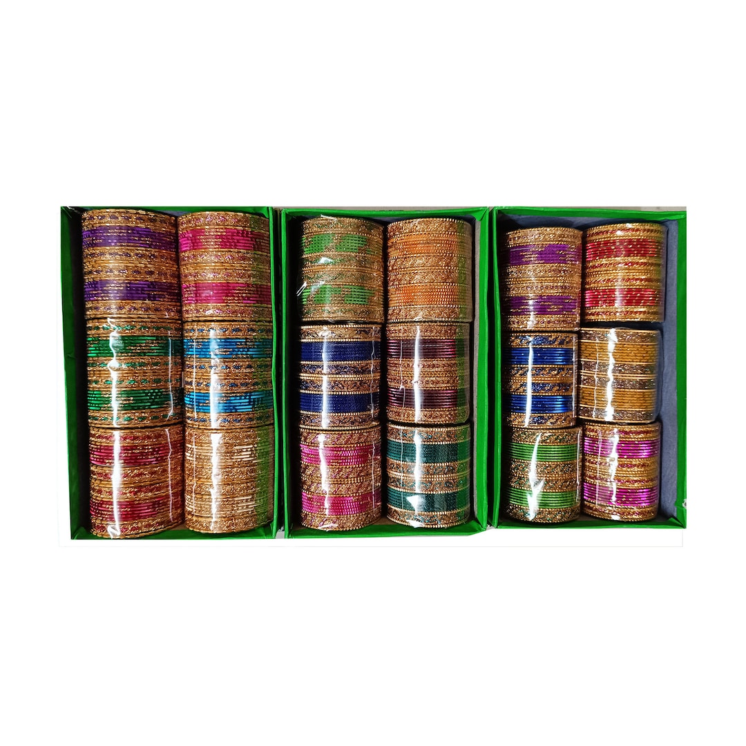 144 Colored Metal Bangles per Box, Assorted Colors & Sizes Available ...