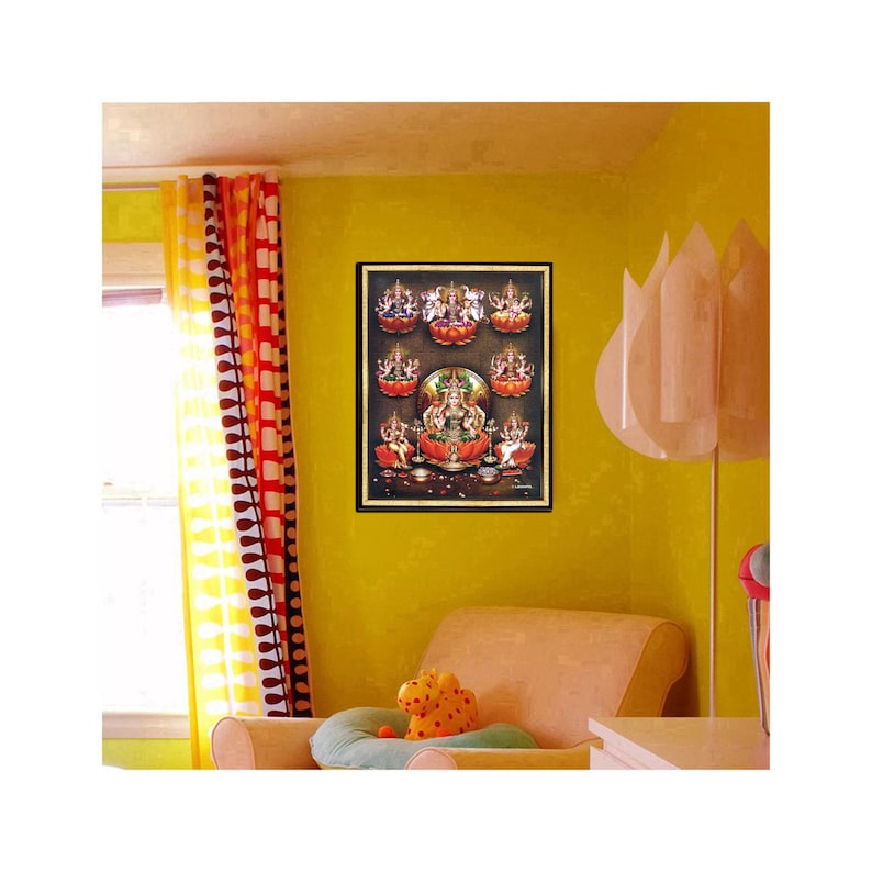 Asthalakshmi Photo Frame, Hindu Goddess Art Delivered Duty Paid for USA ...