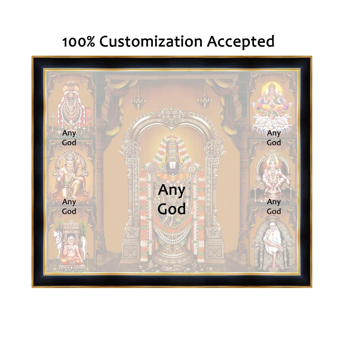 Hindu All Gods Photo Frame: Traditional Puja Room Decor Ddp-tariff Paid ...
