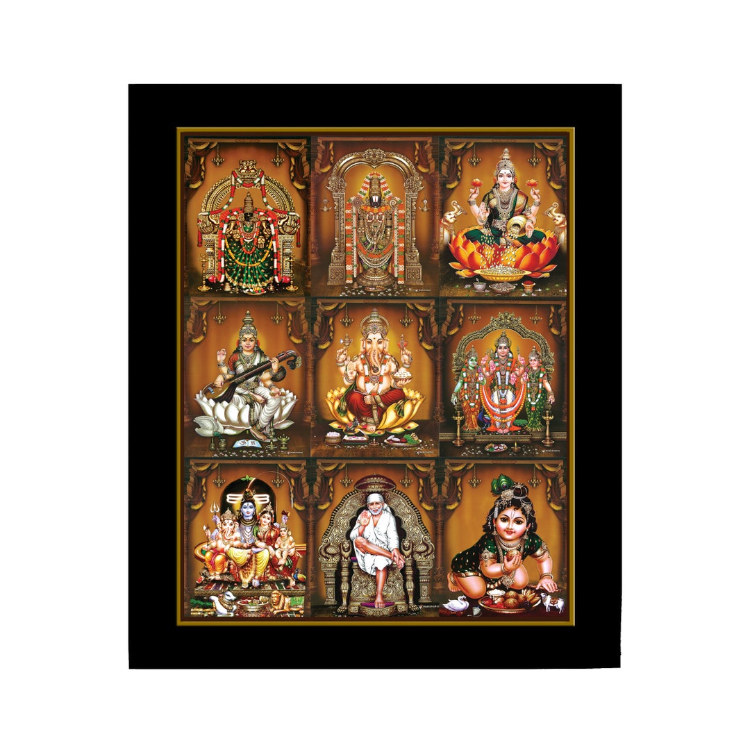 Customizable 9-in-1 Hindu God & Goddess Photo Frame, Delivered Duty ...
