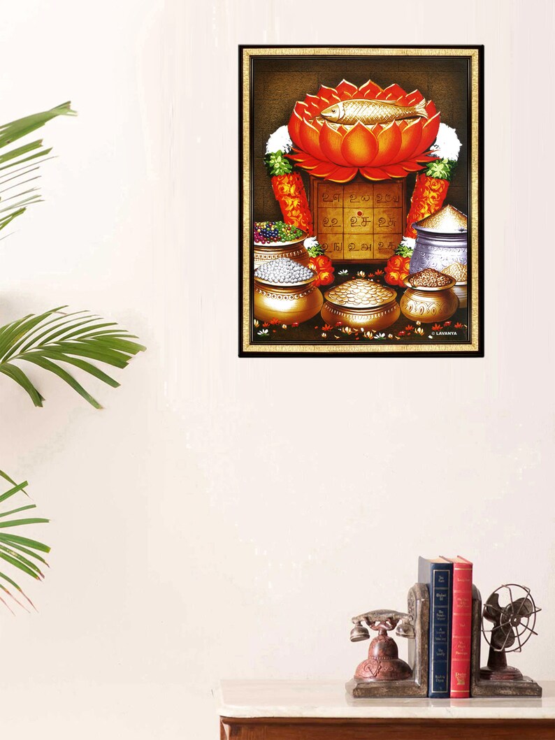 Kubera Yantra With Gold Coin & Precious Gems Pots Digital - Etsy