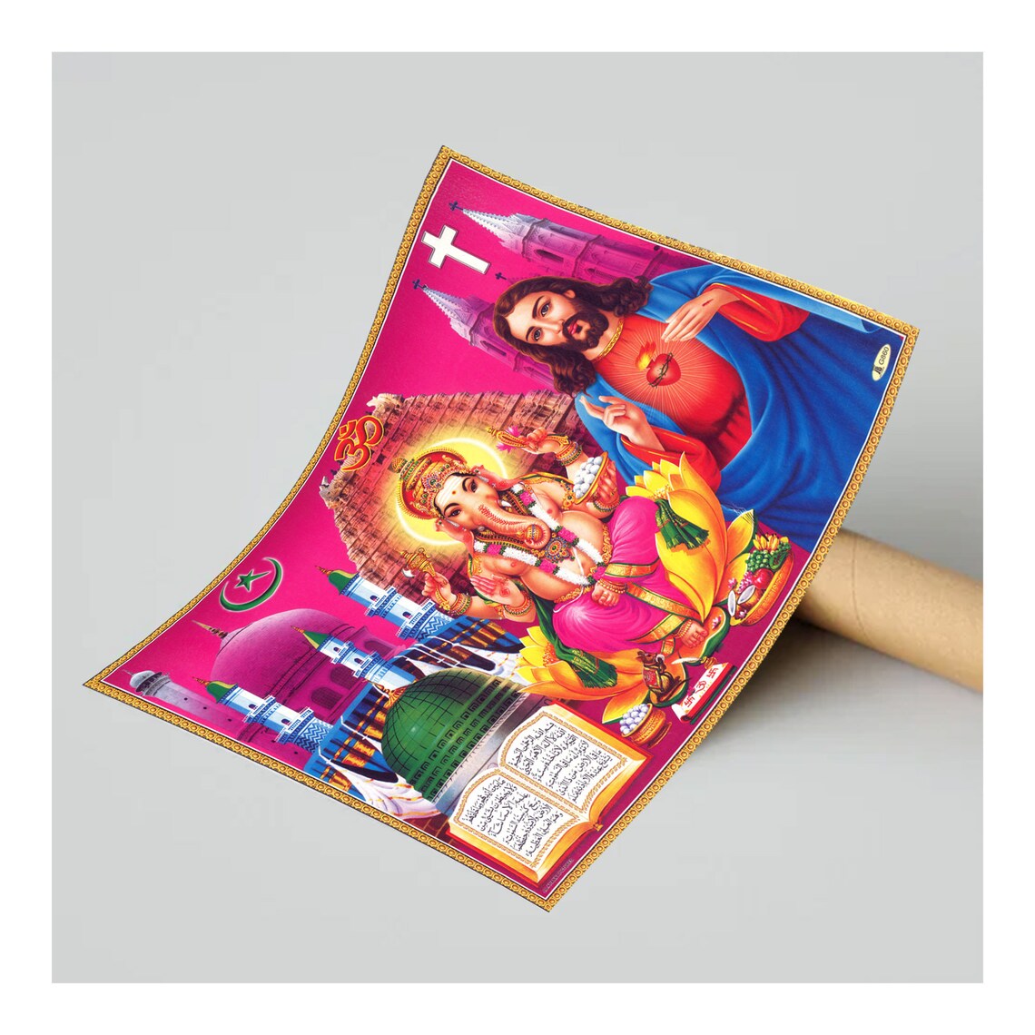 Poster Print of Three Religious in One - Hindu, Muslim, Christianity ...