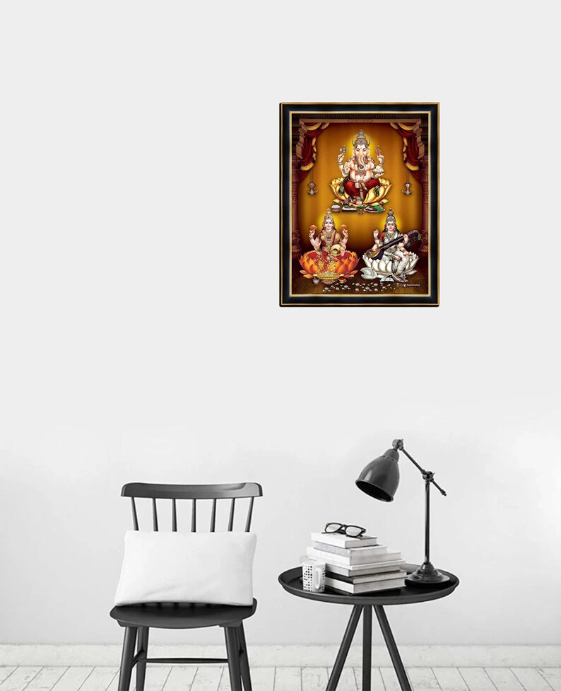 Hindu God & Goddess Photo Frame: Ready to Wall Mount, Puja Room Decor ...