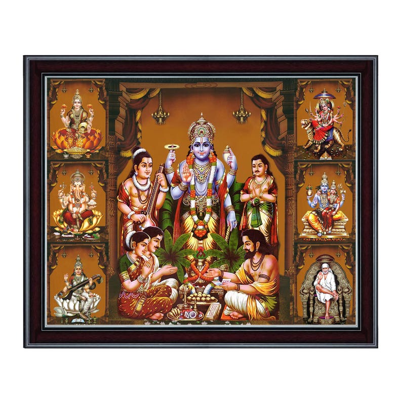 7-in-1 Hindu Gods & Goddesses Photo Frame: Puja Room Decor Delivered ...
