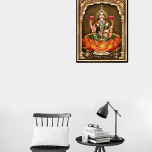 Mahalakshmi Photo Frame: Hindu Goddess Wall Decor, Pooja Room Art - Etsy