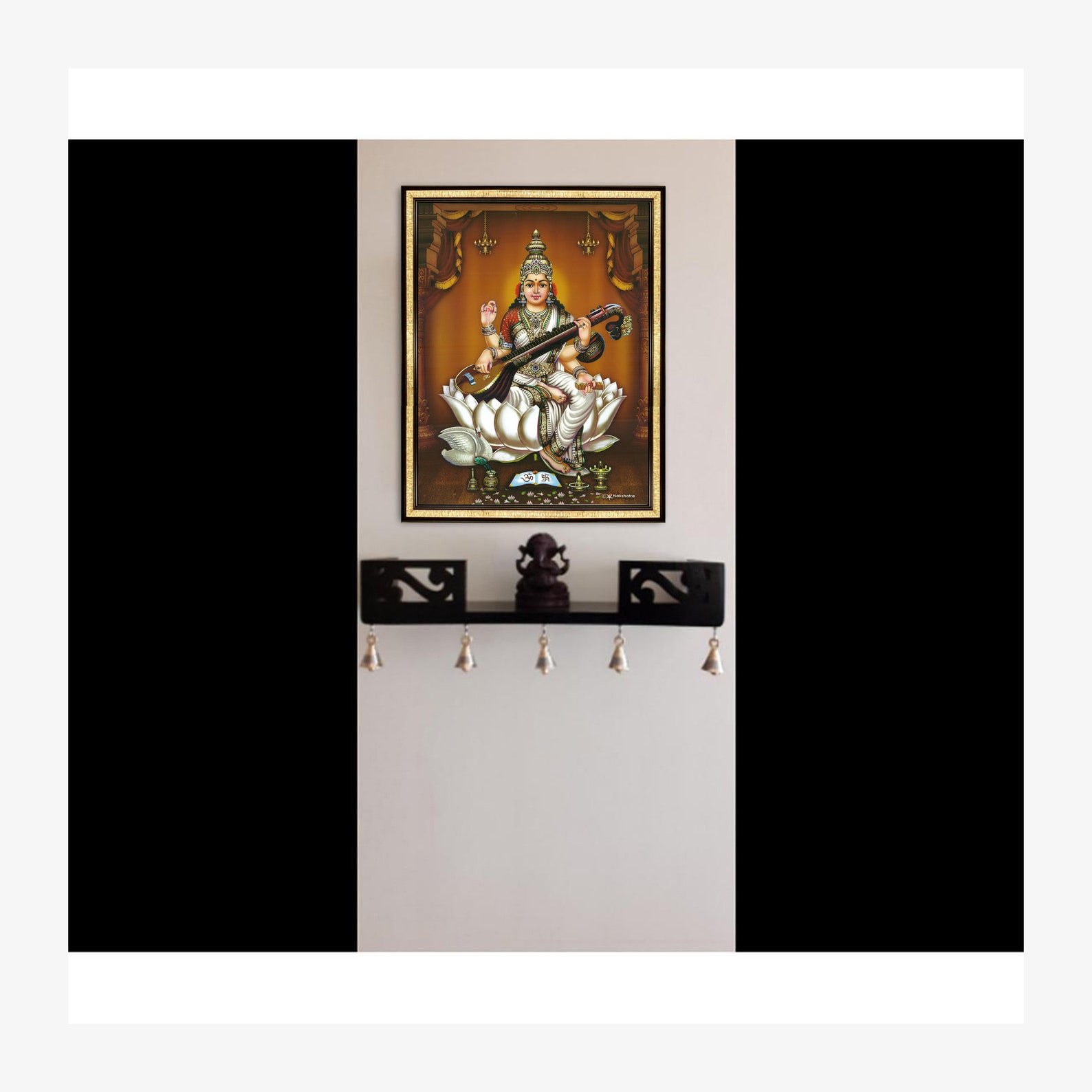Goddess Saraswati Photo Frame: Puja Room Decor Delivered Duty Paid for ...