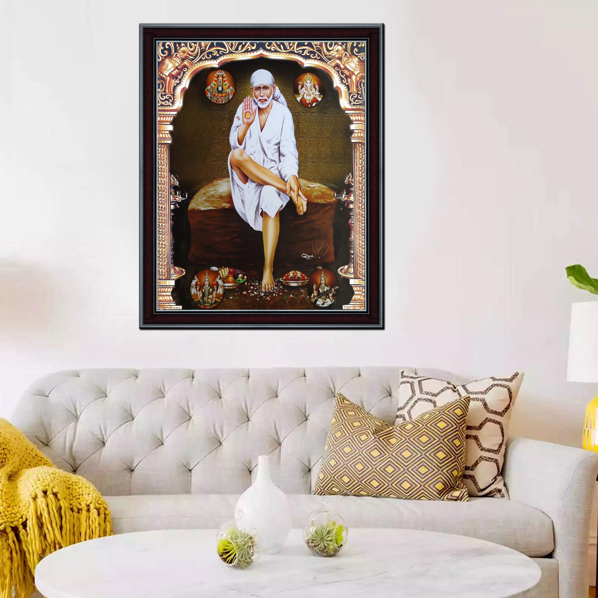 Shirdi Sai Ram Photo Frame: Religious Wall Art Ddp-tariff Paid Delivery ...