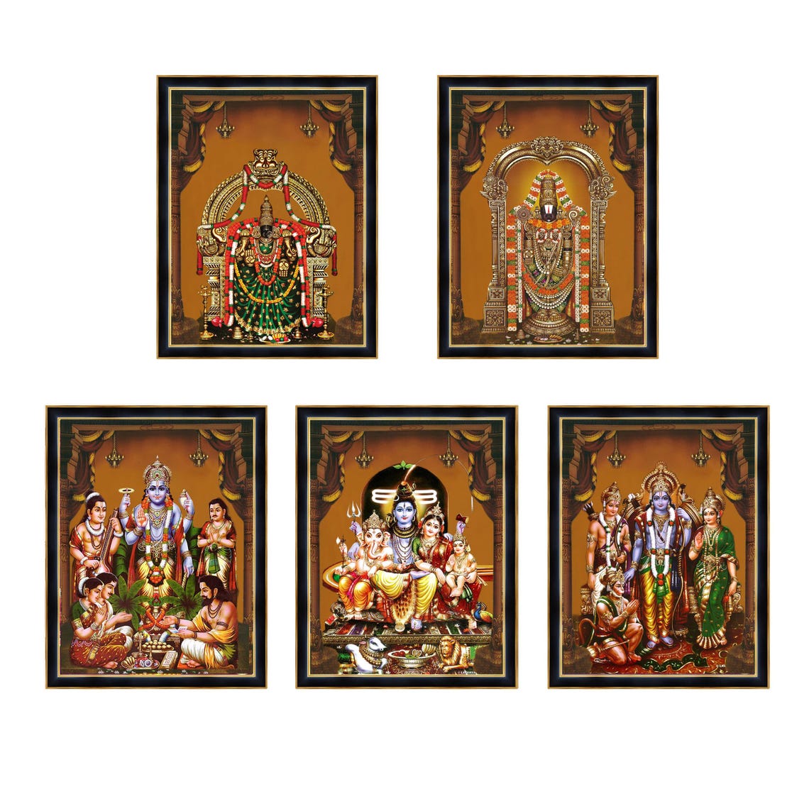 Hindu God Photo Frames: Shiva Family, Ram Darbar, Satyanarayana Swamy ...