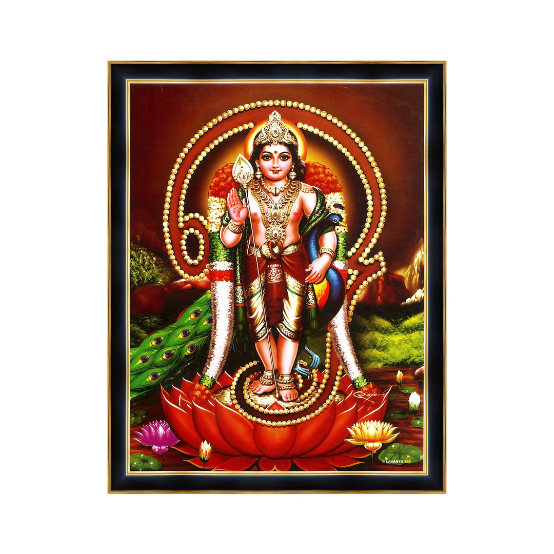 Lord Murugan Photo Frame: Hindu Home Wall Decor Ddp-tariff Paid ...