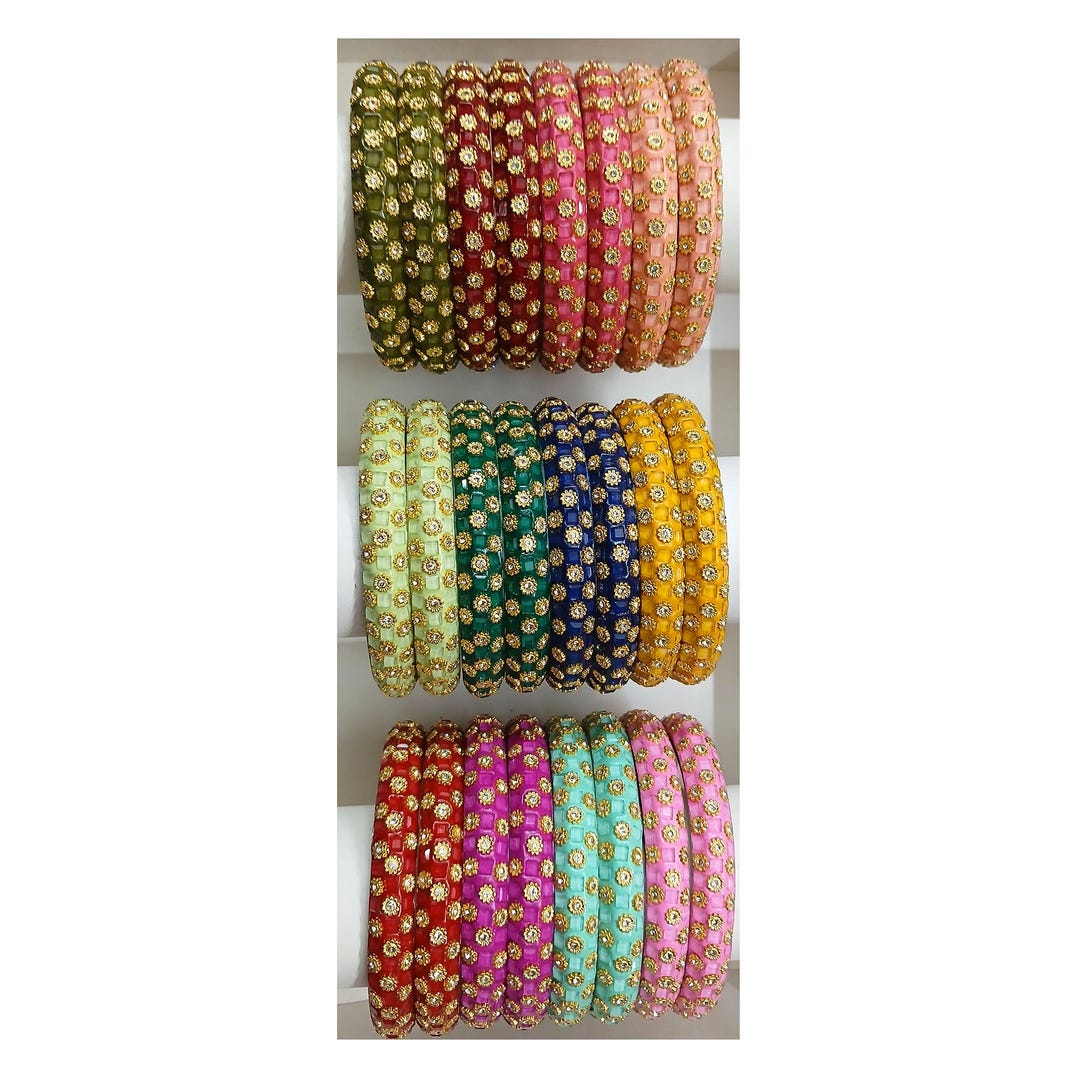 24 Colorful Enamel Kadas Indian Bride Wedding Gift Delivered Duty Paid ...
