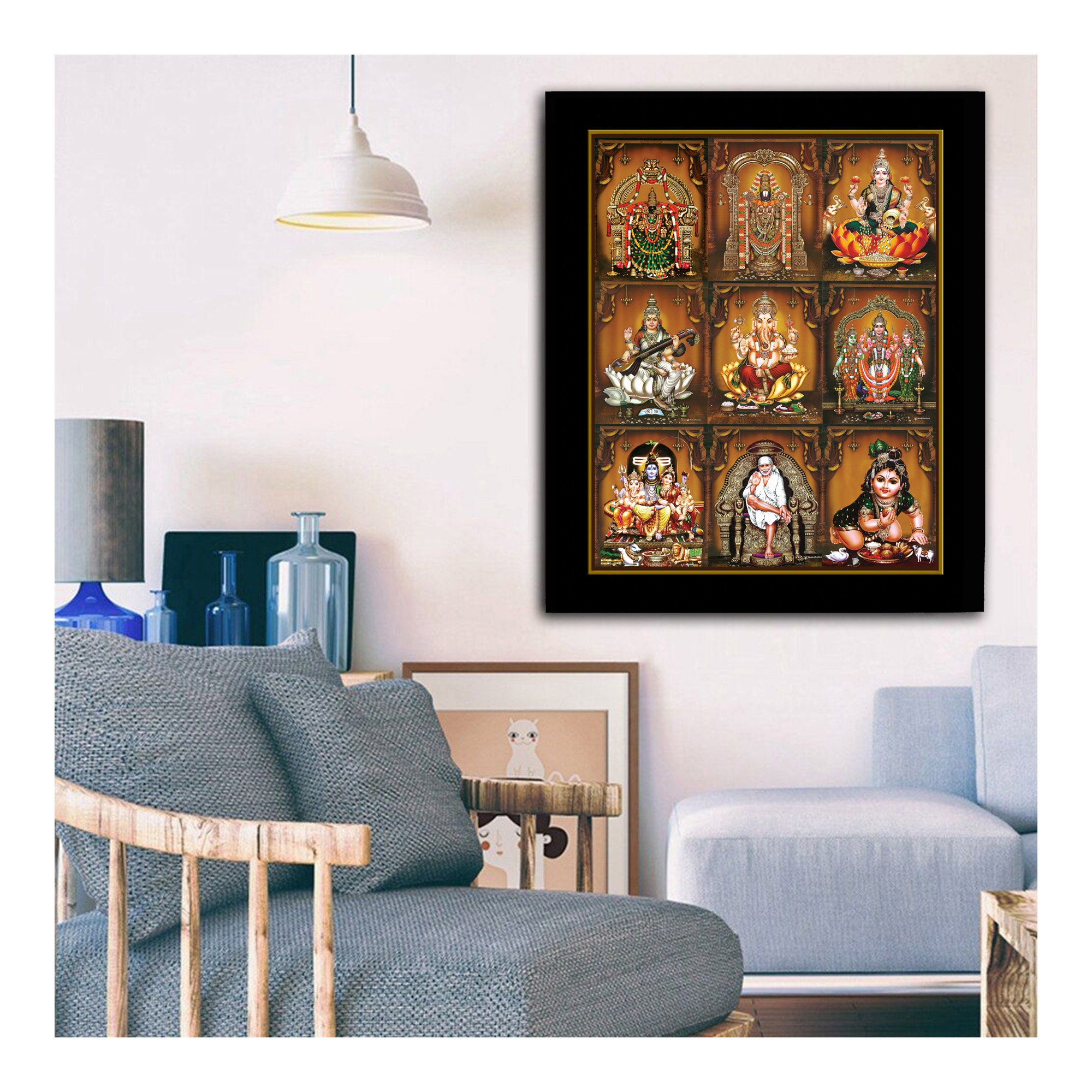 Customizable 9-in-1 Hindu God & Goddess Photo Frame, Delivered Duty ...