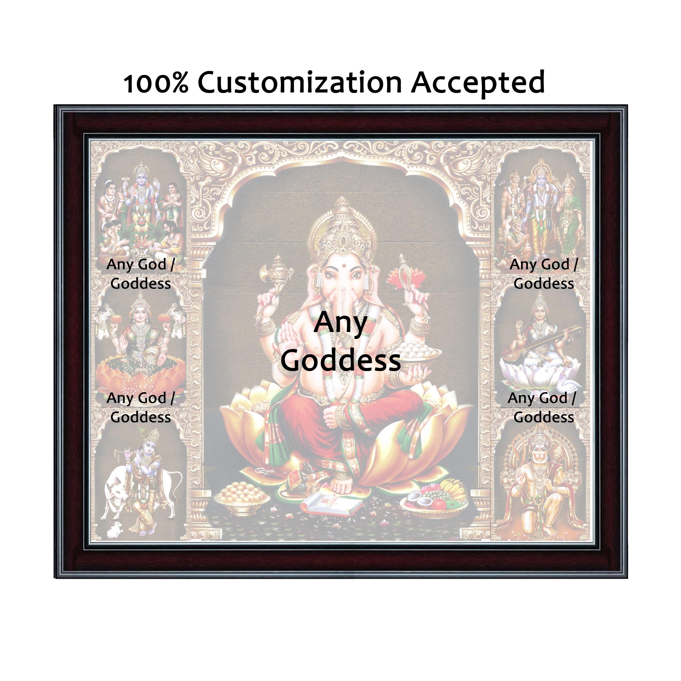 7-in-1 Hindu Gods & Goddesses Photo Frame: Puja Room Decor Delivered ...