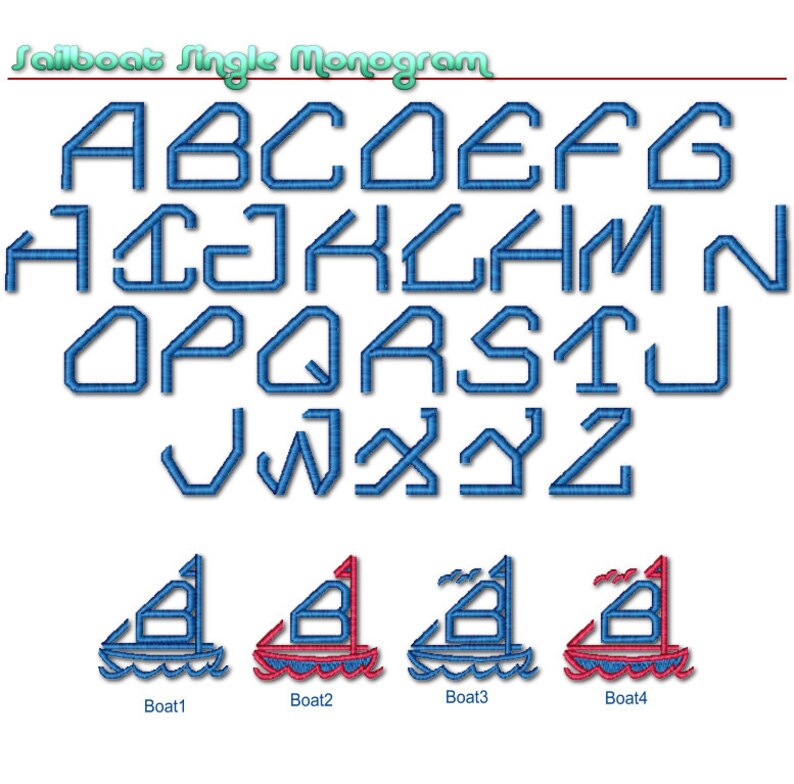 Sailboat Single Letter Monogram - Etsy