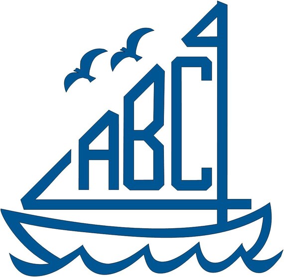 Sailboat Monogram Vector Files SVG/DXF - Etsy